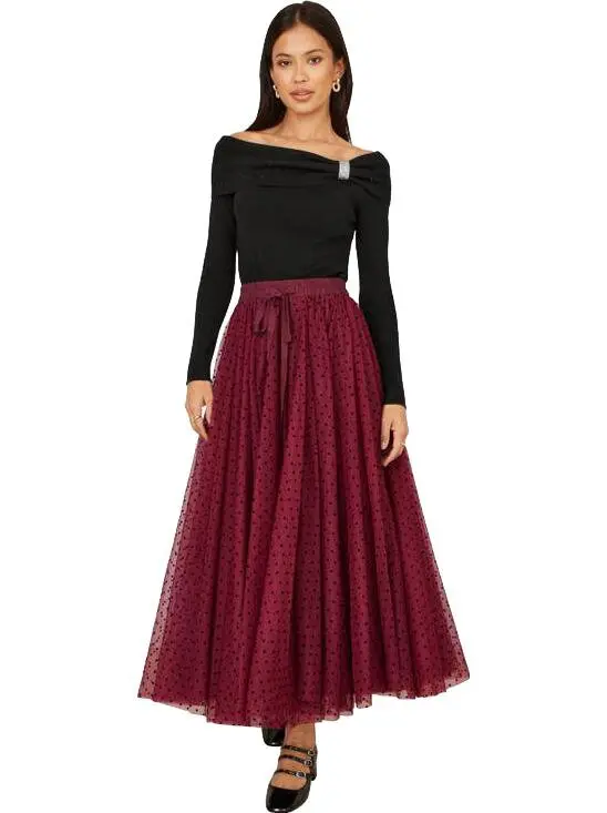 YUMI Rhinestone Bardot Neck Jumper - Black