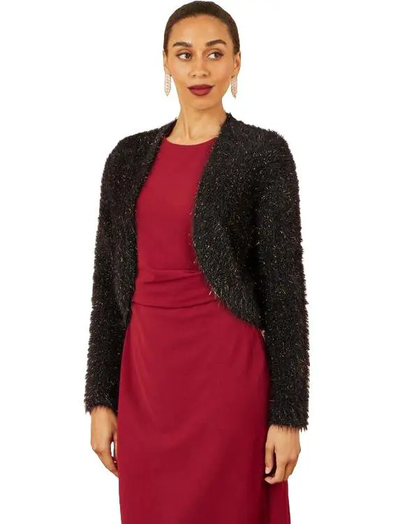 YUMI Metallic Fluffy Eyelash Bolero - Black