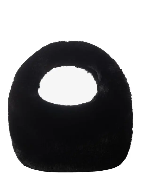 LAMARQUE Alix Mini Faux Fur Hobo Bag - Black