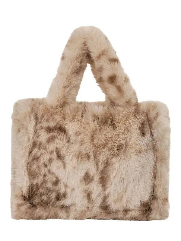 LAMARQUE Jade Leo Faux Fur Tote Bag - Beige Leopard
