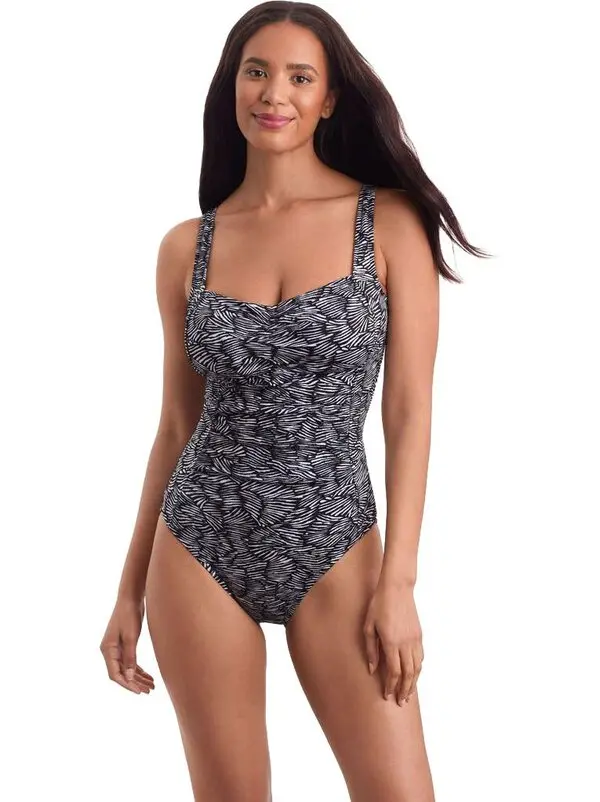 SHAPESOLVER SPORT Shirred Bodice Tank One-piece Swimsuit - Shifting Shape