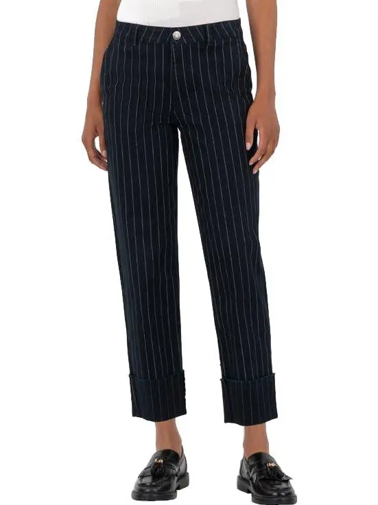 Kut From The Kloth Sienna Pinstripe High Waist Straight Leg Jeans - Navy