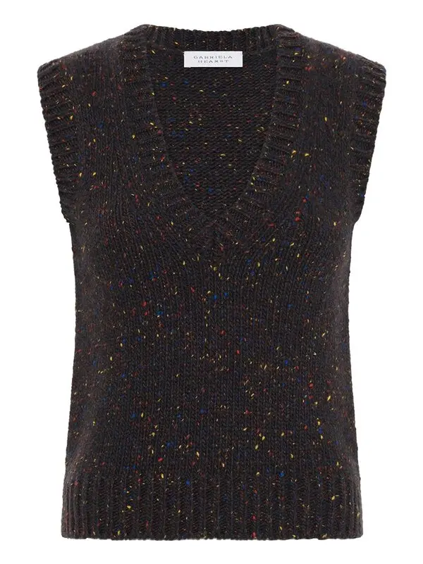 Gabriela Hearst Solomon Cashmere Knit Vest - Charcoal Multi