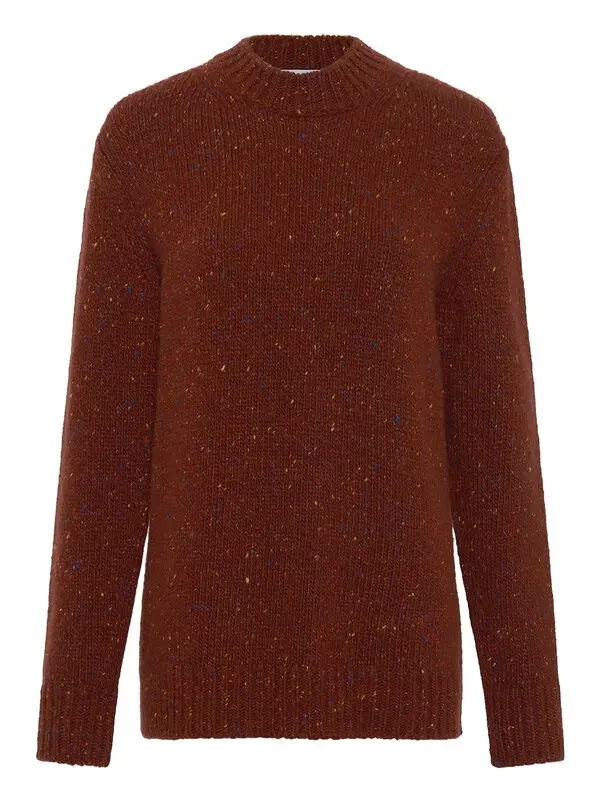 Gabriela Hearst Alfie Speckle Aran Cashmere Knit Sweater - Burnt Sienna Multi