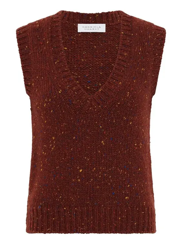 Gabriela Hearst Solomon Cashmere Knit Vest - Burnt Sienna Multi