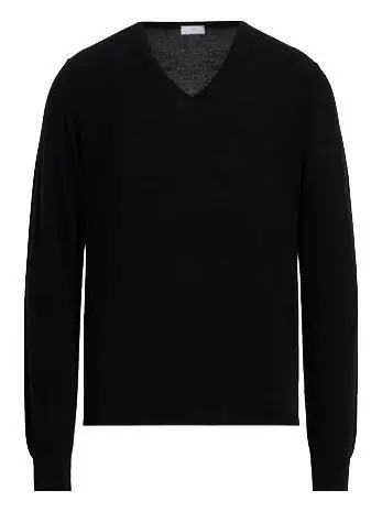 GALLIA Merino Wool V-neck Sweater - Black