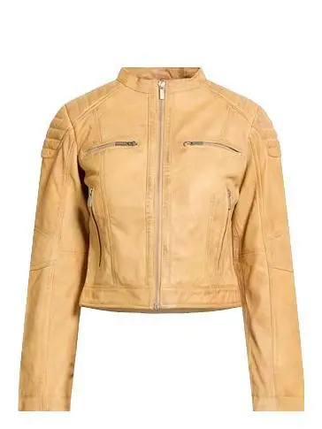 Bolongaro Trevor Mustard Sheepskin Biker Jacket - Yellow
