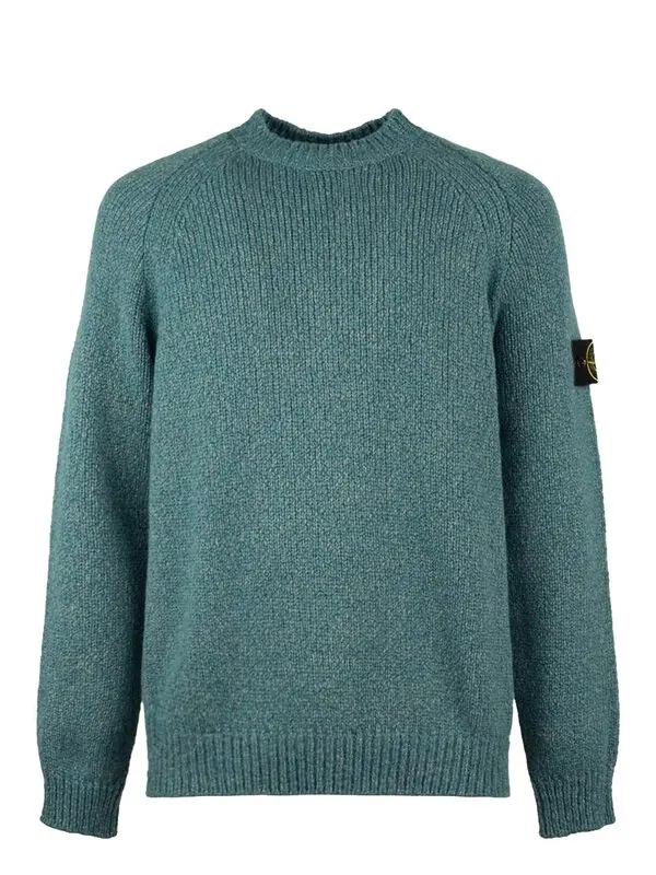 Stone Island Mouliné Wool And Nylon Blend Crew-neck Sweater - Blue