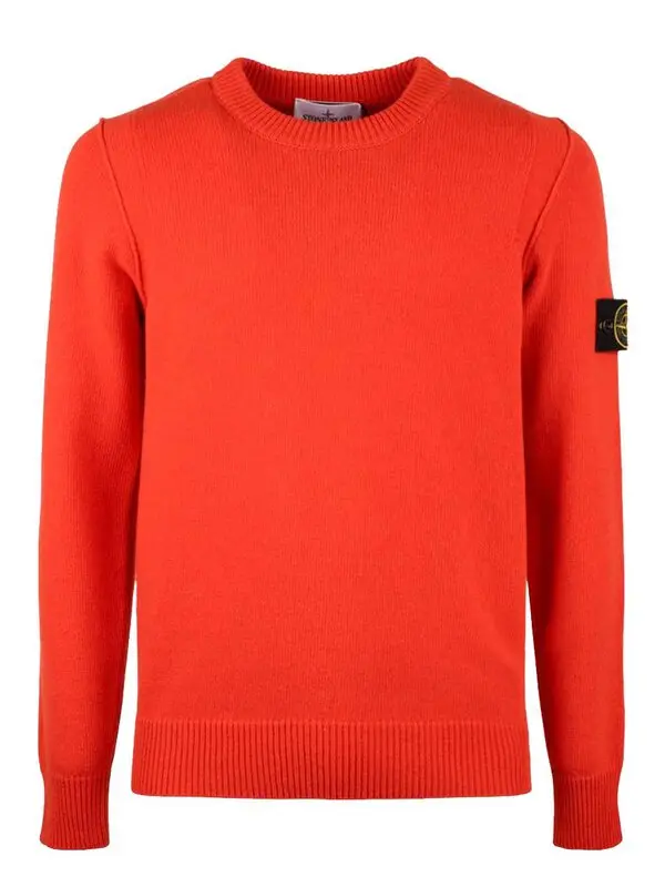 Stone Island Scarlet Lambswool Crew-neck Sweater - Orange