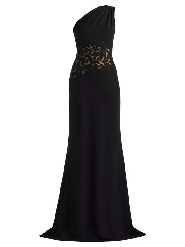 Tadashi Shoji One-shoulder Floral-detail Maxi Dress - Black
