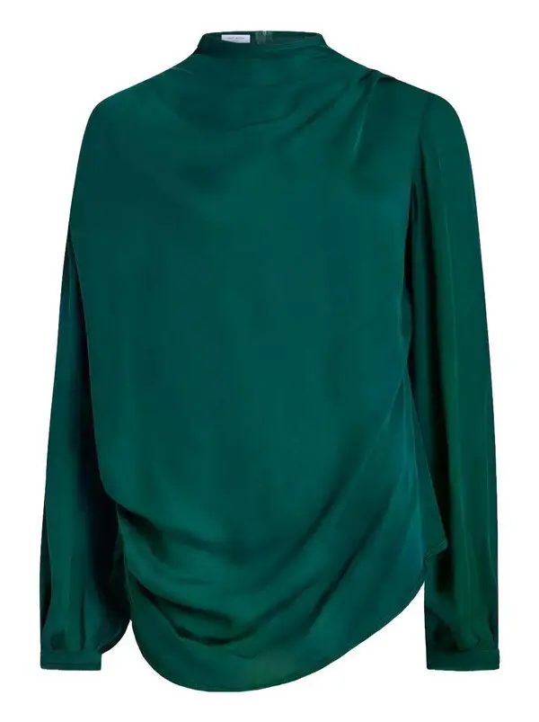 NELLS NELSON Mila Drape Silk Blouse - Green