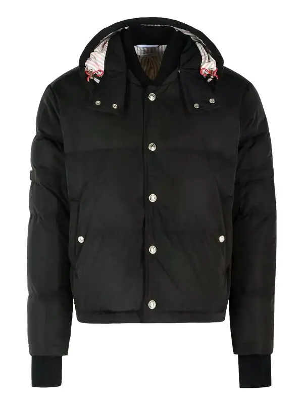 Thom Browne Button Hooded Grosgrain Jacket - Black