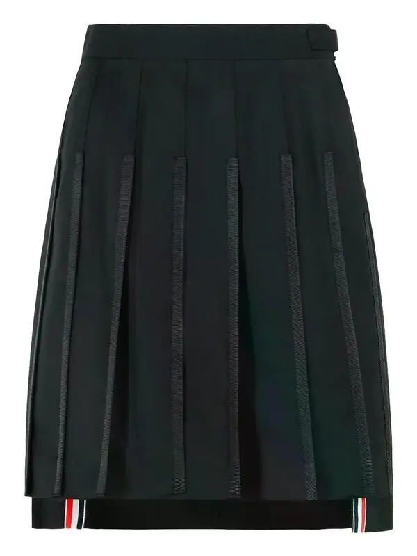 Thom Browne Pleated Grosgrain Midi Skirt - Black