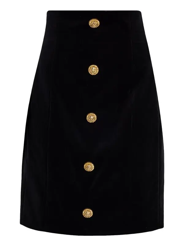 Balmain Button-front Velvet Mini Skirt - Noir