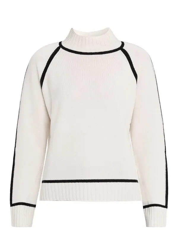 Max Mara Wool-cashmere Striped-trim Sweater - White