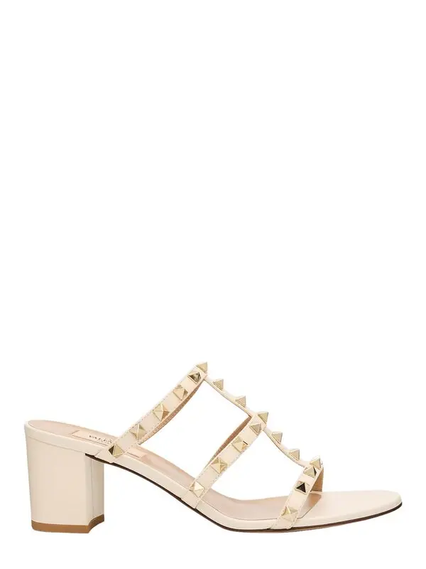 Valentino Garavani 60mm Rockstud Caged Block-heel Slide Sandals - Light Green