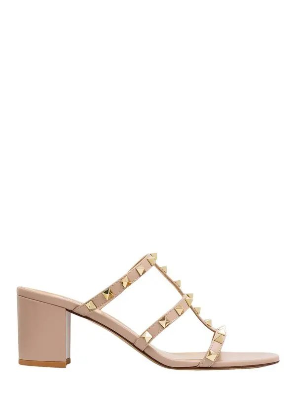 Valentino Garavani 60mm Rockstud Caged Block-heel Slide Sandals - Nero