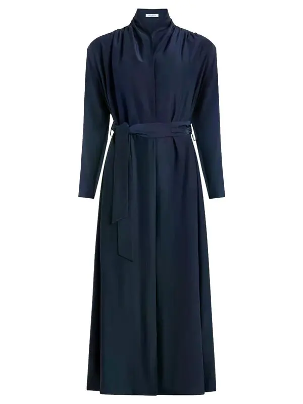 NELLS NELSON Maria Drape Collar Silk Maxi Dress - Black