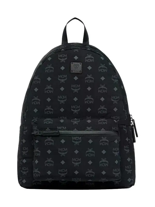 Mcm Stark Monogram-pattern Packable Backpack - Black