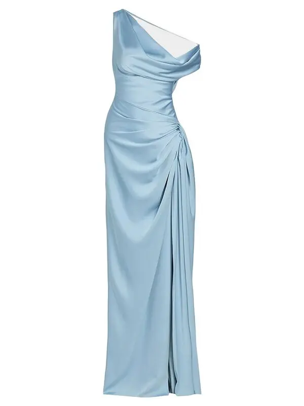 ET OCHS Camilla Draped Satin Gown - Cerulean F