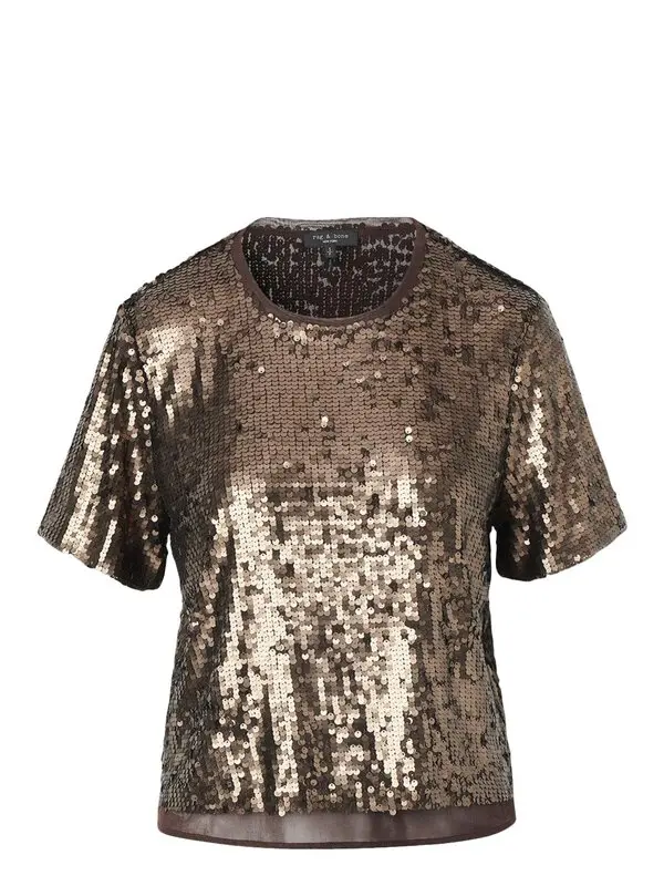 Rag & Bone Lucy Sequined Tee - Coffe