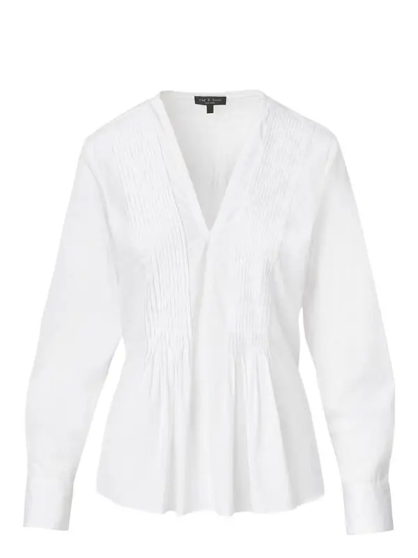 Rag & Bone Asher Pleated Long-sleeve Blouse - White