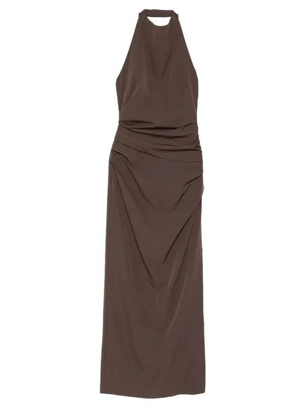 Sir The Label Halterneck Ruched Dress - Brown