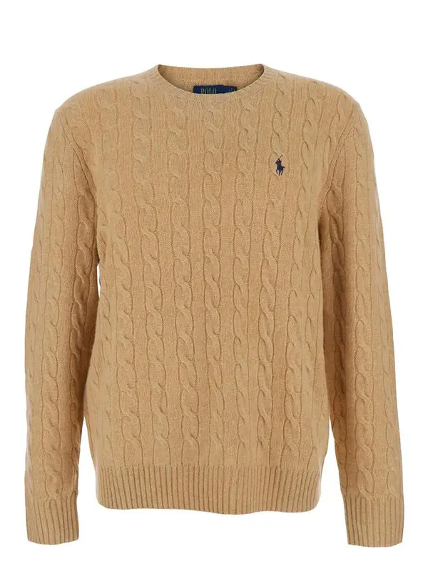 Ralph Lauren Cable Knit Crewneck Sweater - Beige