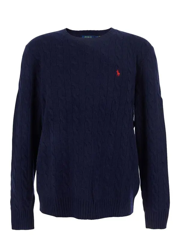 Ralph Lauren Cable Knit Crewneck Sweater - Blue