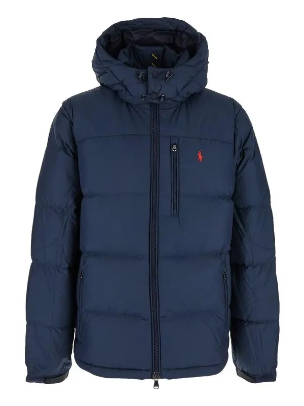 Ralph Lauren Down Jacket With Embroidered Pony Logo - Blue