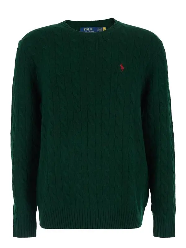 Ralph Lauren Cable Knit Crewneck Sweater - Green