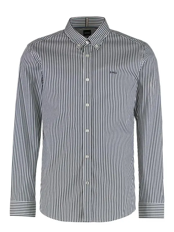 BOSS Long Sleeve Striped Shirt - Blue