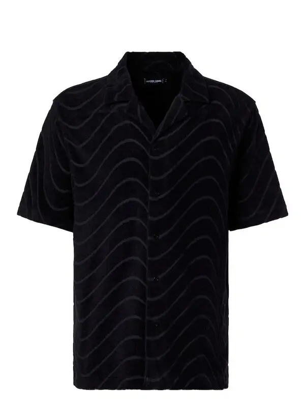 Frescobol Carioca Embroidered Cotton-blend Terry Shirt - Black