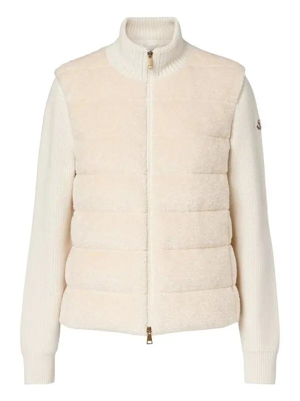 Moncler Down-paneled Teddy Cardigan - White