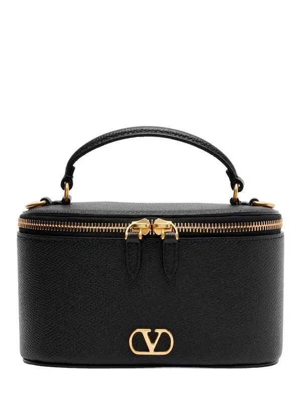 Valentino Garavani Vlogo Mini Leather Vanity Bag - Black