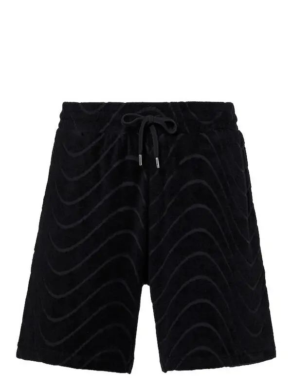 Frescobol Carioca Embroidered Cotton-blend Terry Shorts - Black