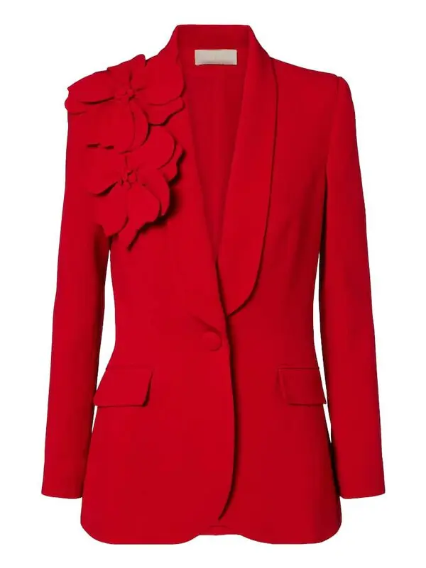 Elie Saab Floral-appliqué Cady Blazer - Red
