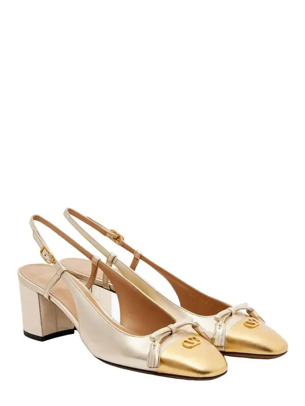 Valentino Garavani Valet Du Roi 60 Leather Slingback Pumps - Gold