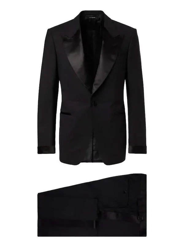 TOM FORD Shelton Satin-trimmed Wool-blend Tuxedo - Black