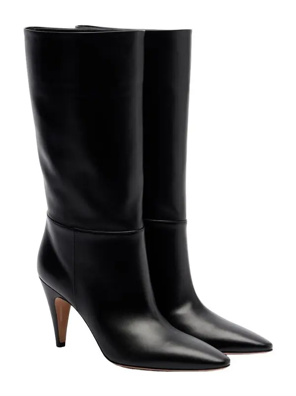 GIANVITO ROSSI Elise 85 Mid-calf Leather Boots - Black