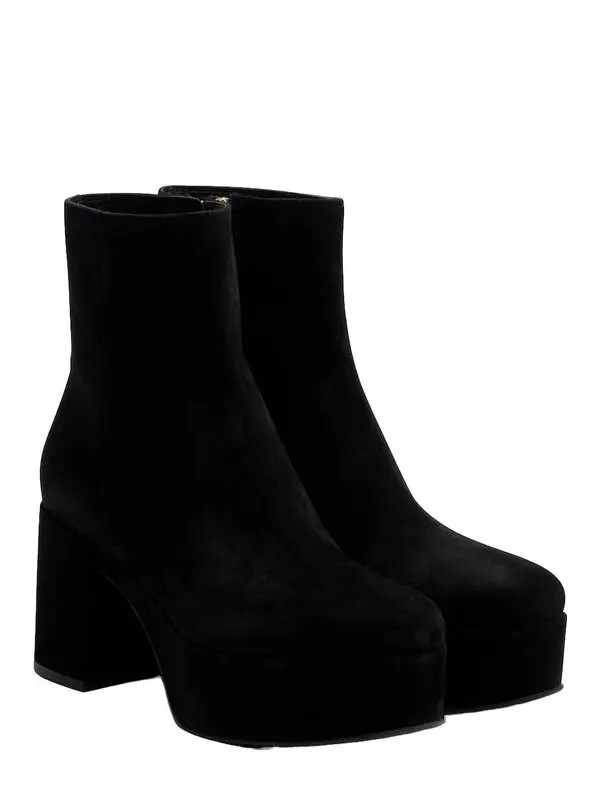 GIANVITO ROSSI 35 Suede Platform Ankle Boots - Black