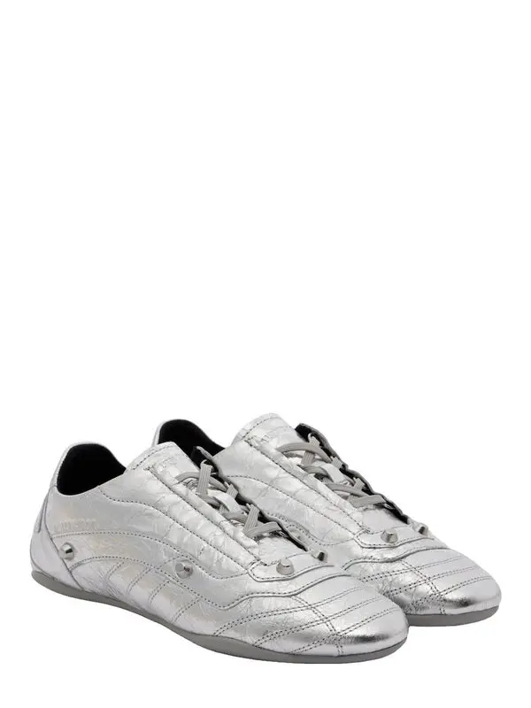 Balenciaga City Metallic Leather Sneakers - Silver