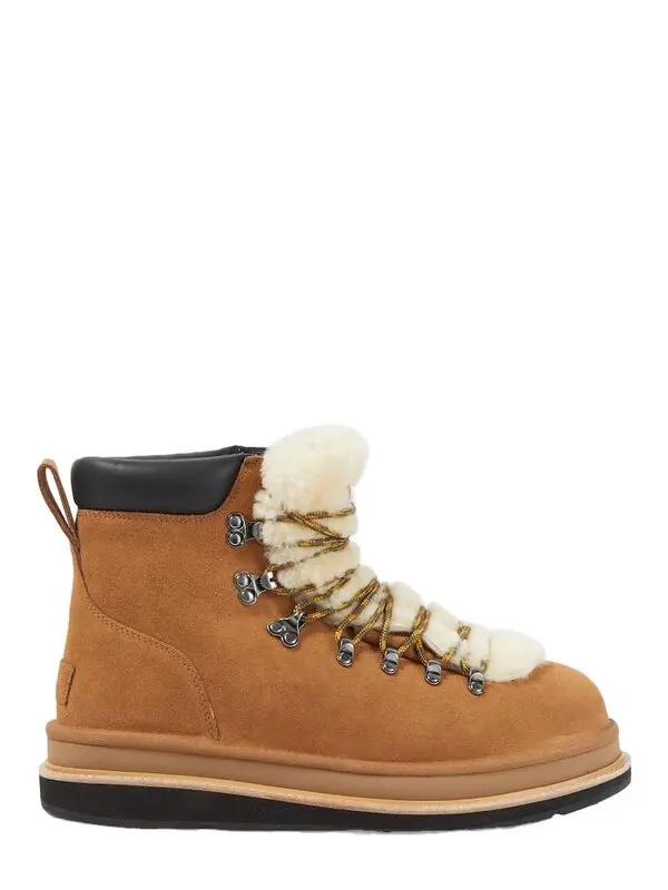 Sacai X Ugg Suede And Shearling Hiking Boots - Brown