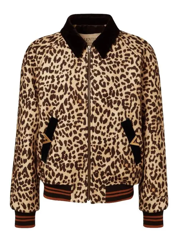 Valentino Garavani Vgold Leopard-print Wool Blouson Jacket - Multicoloured