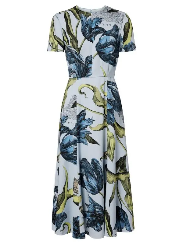 Erdem Floral Print Midi Dress - Blue