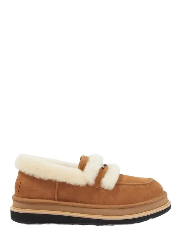 Sacai X Ugg Suede And Shearling Loafers - Beige
