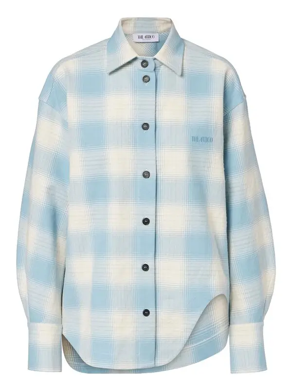 Attico Plaid Cotton And Wool Shirt - Blue