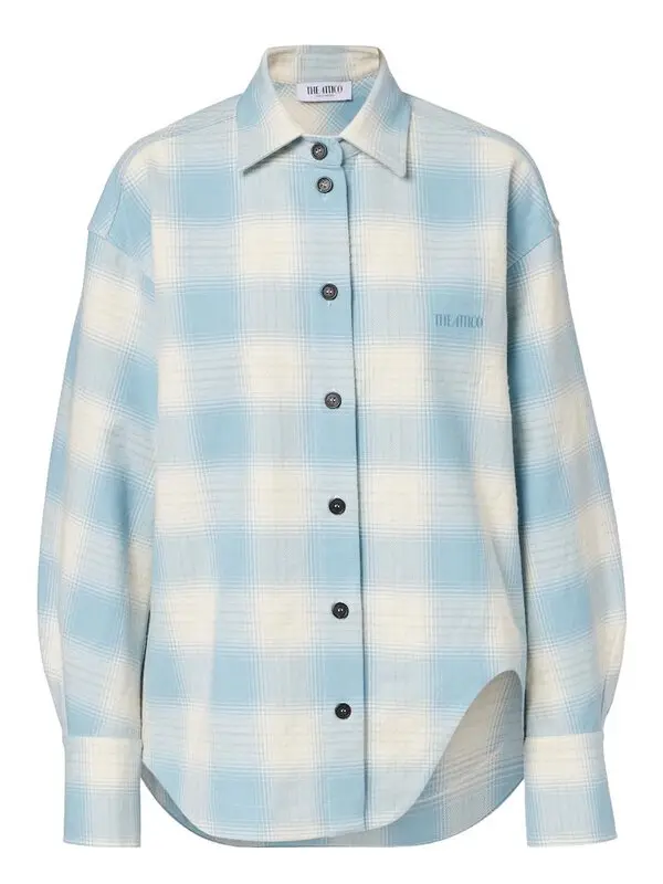Attico Plaid Cotton And Wool Shirt - Blue