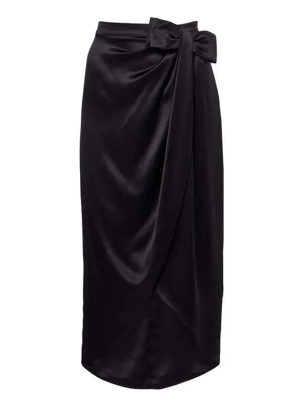 Valentino Garavani Asymmetric Low-rise Silk Midi Skirt - Black