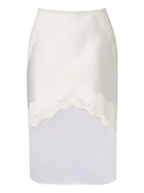 JIL SANDER Lace-trimmed Satin Midi Skirt - White
